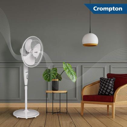 CROMPTON Highspeed Torpedo 400 mm 3 Blade Pedestal Fan (KD White, Pack ...
