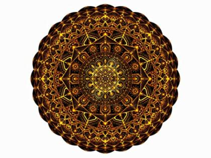 Divinedesigns Multicolor Vinyl Dark Golden Rangoli Sticker - 16 X 16 ...