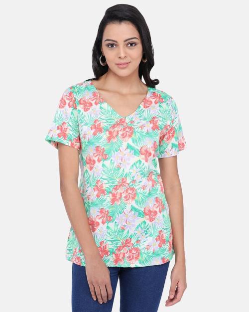 Buy Floral Print V-Neck Top Online at Best Prices in India - JioMart.