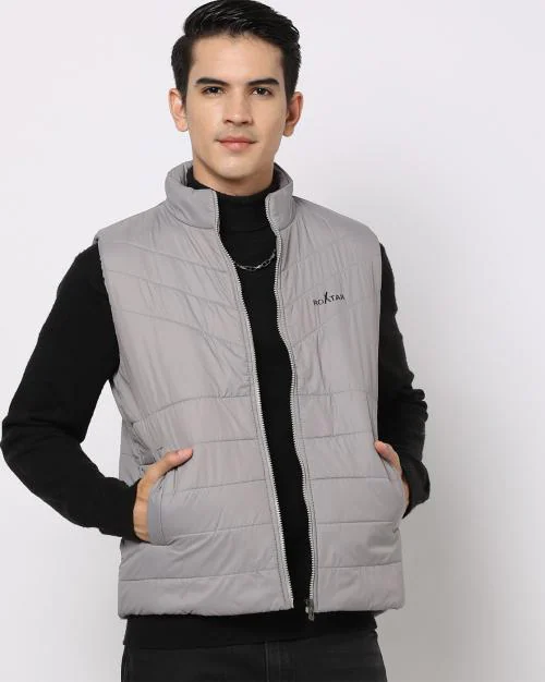 Buy Quilted Slim Fit Zip-Front Gillet Online at Best Prices in India ...