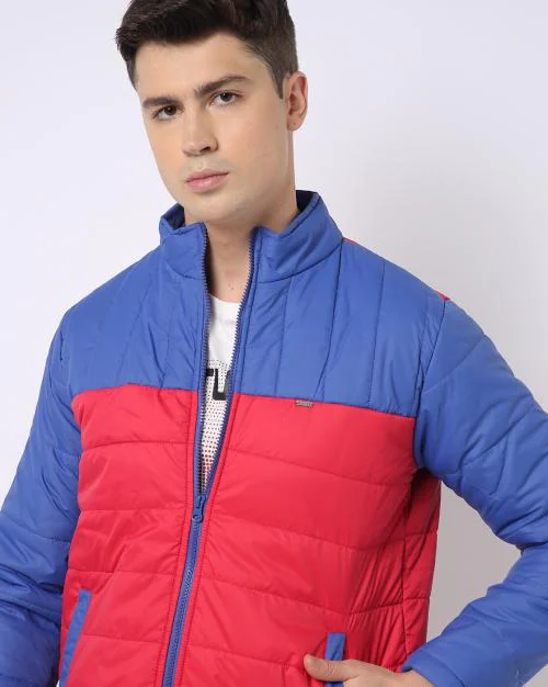 Buy Colourblock Puffer Jacket with Insert Pockets Online at Best Prices ...