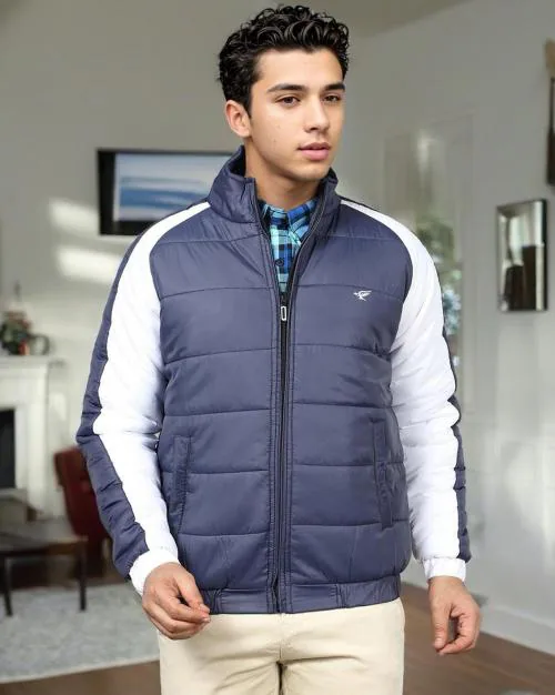 Buy Men Colourblock Slim Fit Puffer Jacket Online at Best Prices in ...