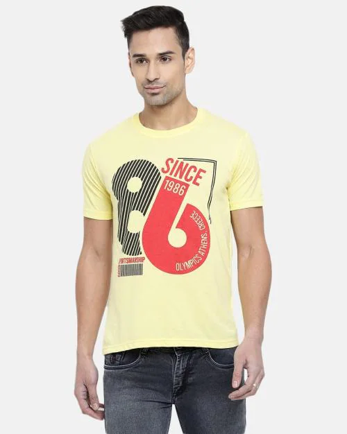 Buy Numeric Print Slim Fit Crew-Neck T-Shirt Online at Best Prices in ...