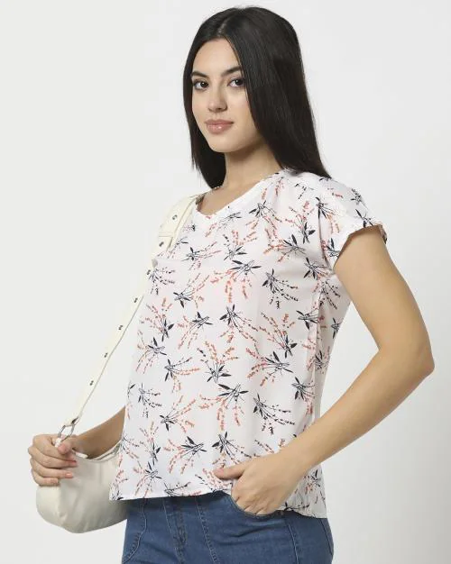 Buy Women Leaf Print Regular Fit Top Online at Best Prices in India ...