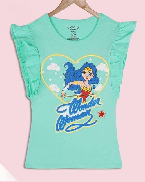 Buy Wonder Woman Print Round-Neck Top Online at Best Prices in India ...