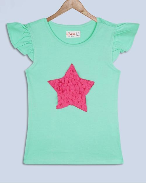 Buy Round-Neck Top with Star Applique Online at Best Prices in India ...
