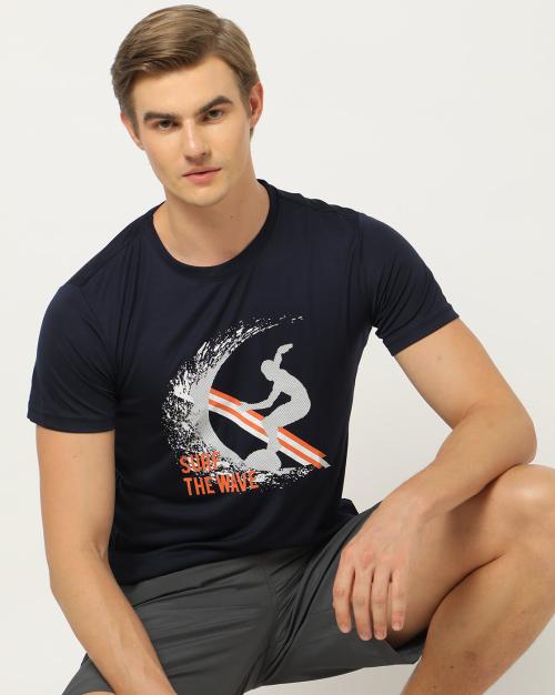 Buy Men Printed Slim Fit Crew-Neck T-Shirt Online at Best Prices in ...