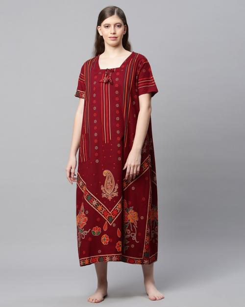Buy Paisley Print Nightie with Insert Pocket Online at Best Prices in ...