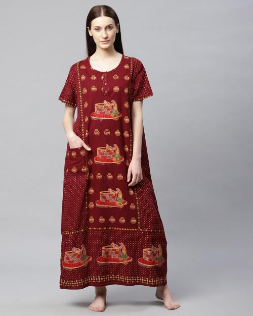 Buy Printed Round-Neck Nightie Online at Best Prices in India - JioMart.