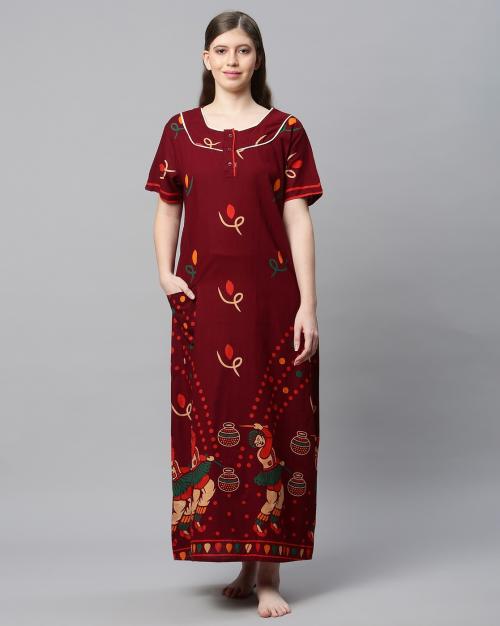 Buy Printed Nightie with Insert Pocket Online at Best Prices in India ...