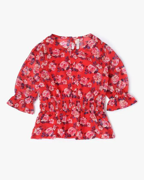 Buy Floral Print Regular Fit Peplum Top Online at Best Prices in India ...