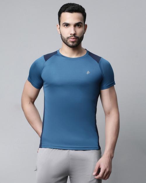 Buy Slim Fit Crew-Neck T-Shirt with Contrast Panels Online at Best ...