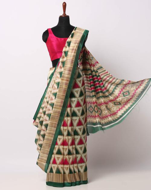 Buy Geometric Print Art Silk Saree Online at Best Prices in India ...
