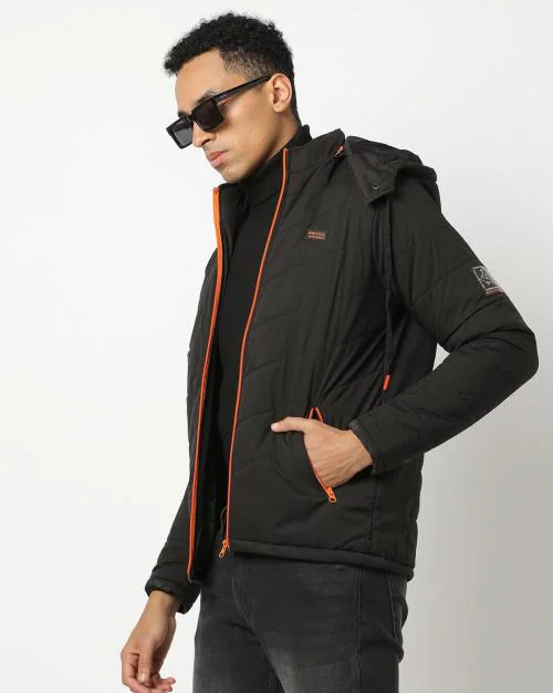 Buy Zip-Front Hooded Puffer Jacket Online at Best Prices in India ...