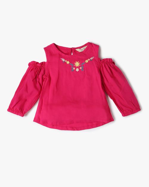 Buy Girls Embroidered Regular Fit Top Online at Best Prices in India ...