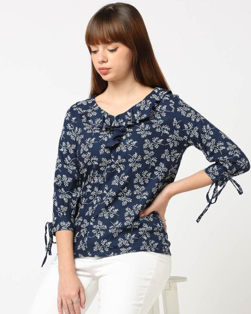 Buy Women Leaf Print Regular Fit Top Online at Best Prices in India ...
