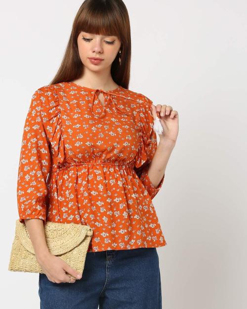 Buy Women Floral Print Regular Fit Top Online at Best Prices in India ...