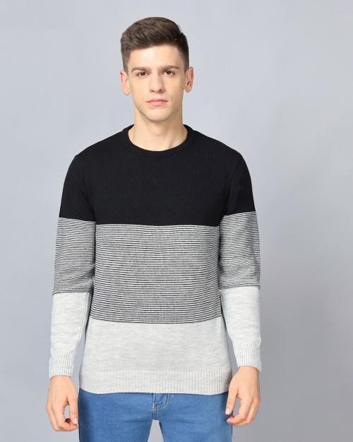 Buy Colourblock Crew-Neck Pullover Online at Best Prices in India ...