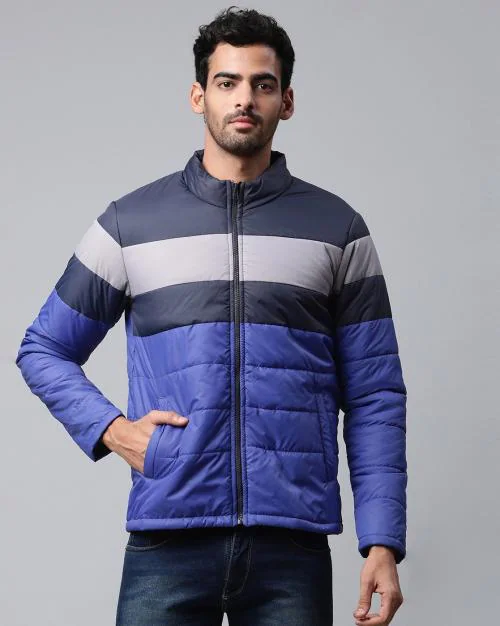 Buy Colourblock Puffer Jacket with Insert Pockets Online at Best Prices ...