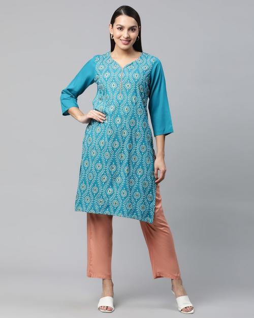 Buy Printed Straight Kurta Suit Set Online at Best Prices in India ...