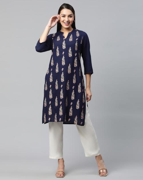 Buy Block Print Straight Kurta Set Online at Best Prices in India ...