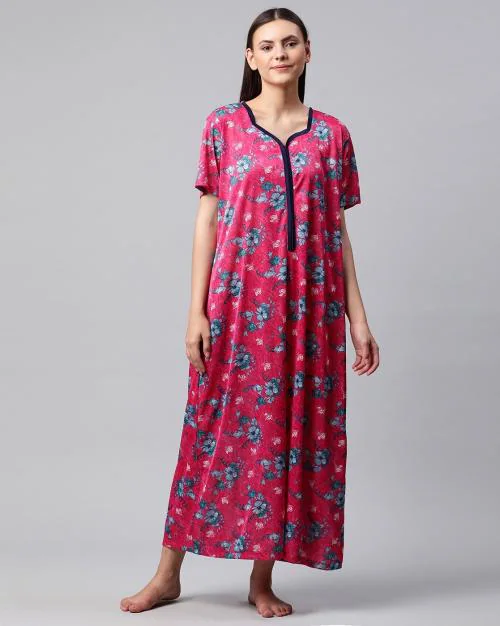 Buy Floral Print Nightie with Pocket Online at Best Prices in India ...