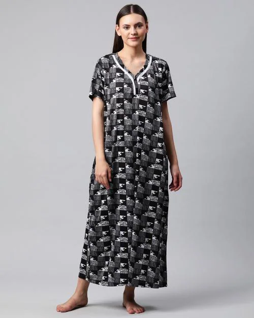 Buy Printed V-Neck Nightie Online at Best Prices in India - JioMart.
