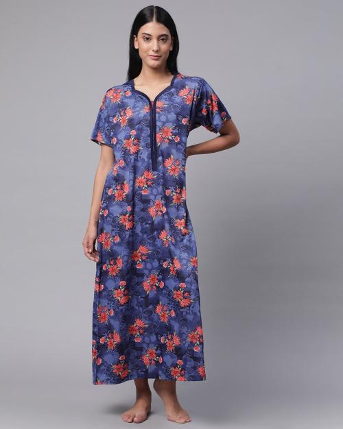 Buy Floral Print Nightie with Insert Pocket Online at Best Prices in ...