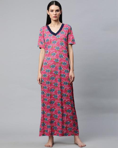Buy Floral Print V-Neck Nightie Online at Best Prices in India - JioMart.
