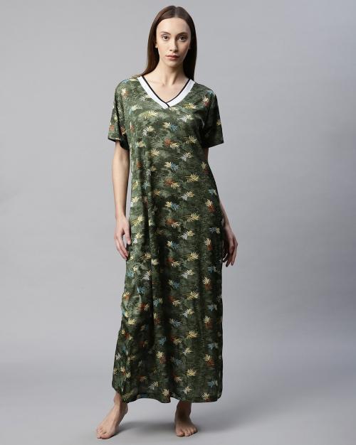 Buy Floral Print Nightie with Insert Pocket Online at Best Prices in ...