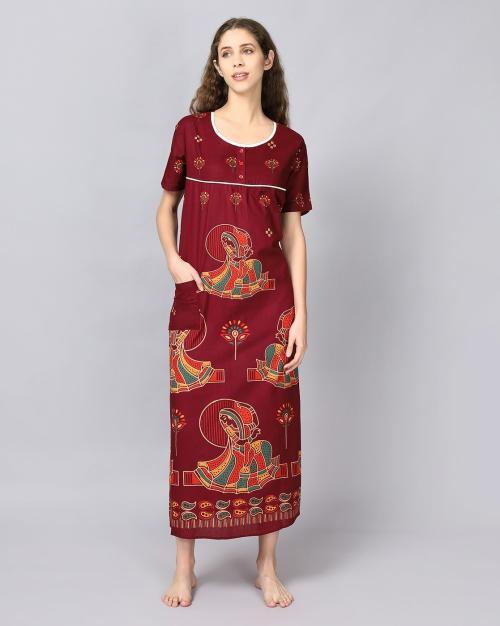 Buy Printed Round-Neck Nightie Online at Best Prices in India - JioMart.