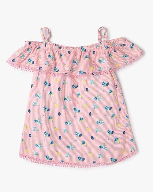 Buy Girls Floral Print Regular Fit Top Online at Best Prices in India ...