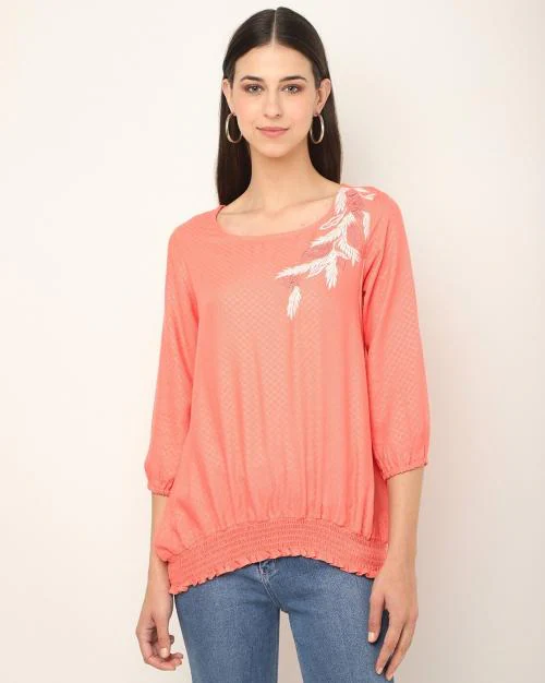 Buy Women Embroidered Regular Fit Top Online at Best Prices in India ...