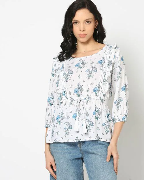 Buy Women Floral Print Regular Fit Top Online at Best Prices in India ...