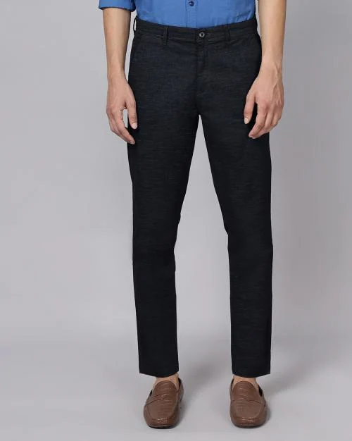 Buy Slim Fit Flat-Front Trousers Online at Best Prices in India - JioMart.