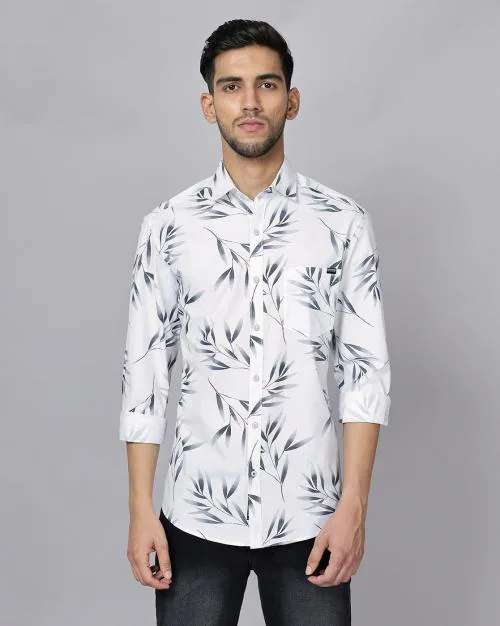 Buy Men Leaf Print Slim Fit Shirt with Patch Pocket Online at Best Prices in India - JioMart.