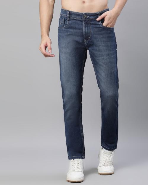 Buy Men Mid-Wash Slim Fit Low-Rise Jeans Online at Best Prices in India ...