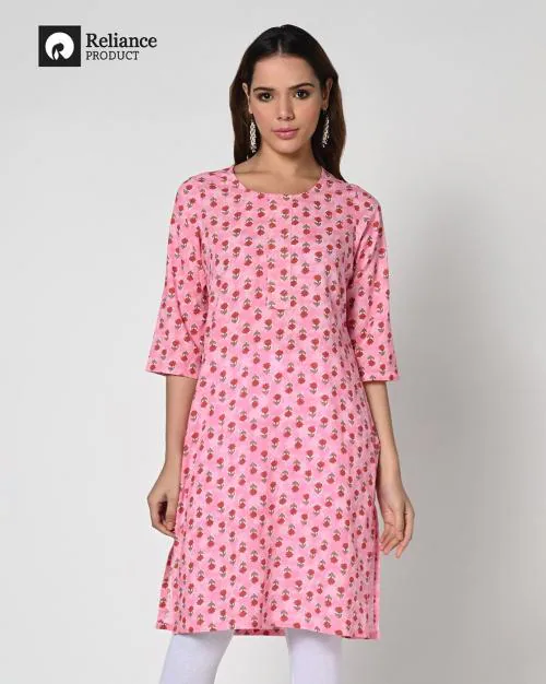 Buy Women Floral Buta Print Straight Kurta Online at Best Prices in ...