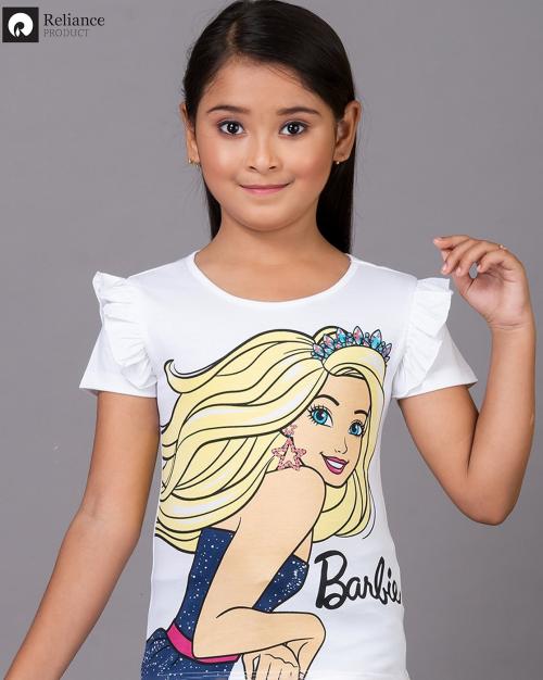 Buy Girls Typographic Print Relaxed Fit Round-Neck T-Shirt Online at ...