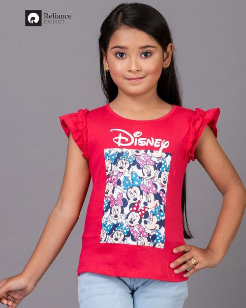 Buy Girls Graphic Print Relaxed Fit Round-Neck T-Shirt Online at Best ...