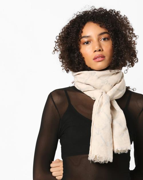 Buy Printed Scarf with Frayed Edges Online at Best Prices in India ...