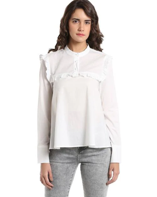 Buy Band-Neck Top with Ruffled Panels Online at Best Prices in India ...