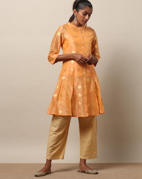 Buy Front-Open Embroidered A-line Tunic with Inner Online at Best ...