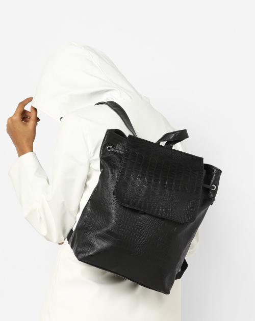 Buy Croc-Embossed Backpack with Foldover Closure Online at Best Prices ...