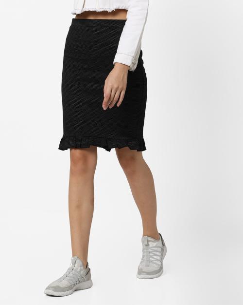 Buy Pencil Skirt with Ruffled Hemline Online at Best Prices in India ...