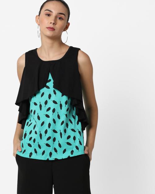 Buy Printed Top with Ruffled Overlay Online at Best Prices in India ...