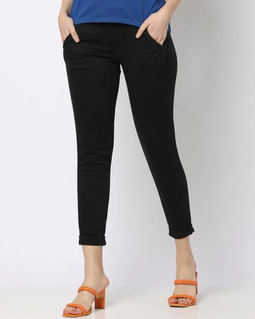 Buy Mid-Rise Pants with Drawstring Fastening Online at Best Prices in ...