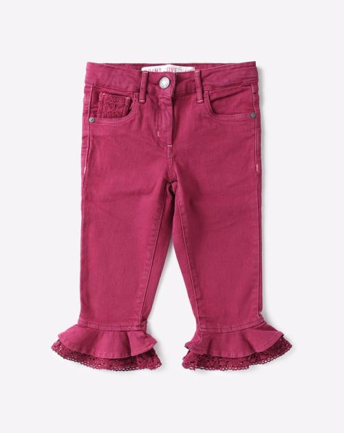 Buy Mid-Rise Slim Fit Jeans with Ruffle Hems Online at Best Prices in ...