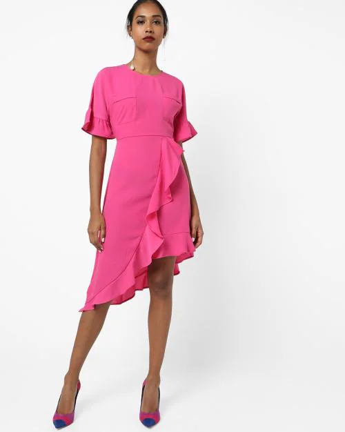 Buy Asymmetrical Hem Dress with Ruffles Online at Best Prices in India ...