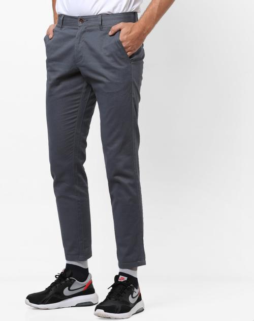 Buy Cropped Flat-Front Chinos with Insert Pockets Online at Best Prices ...